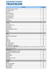 Checkliste – Stadtwerke Ratingen Triathlon